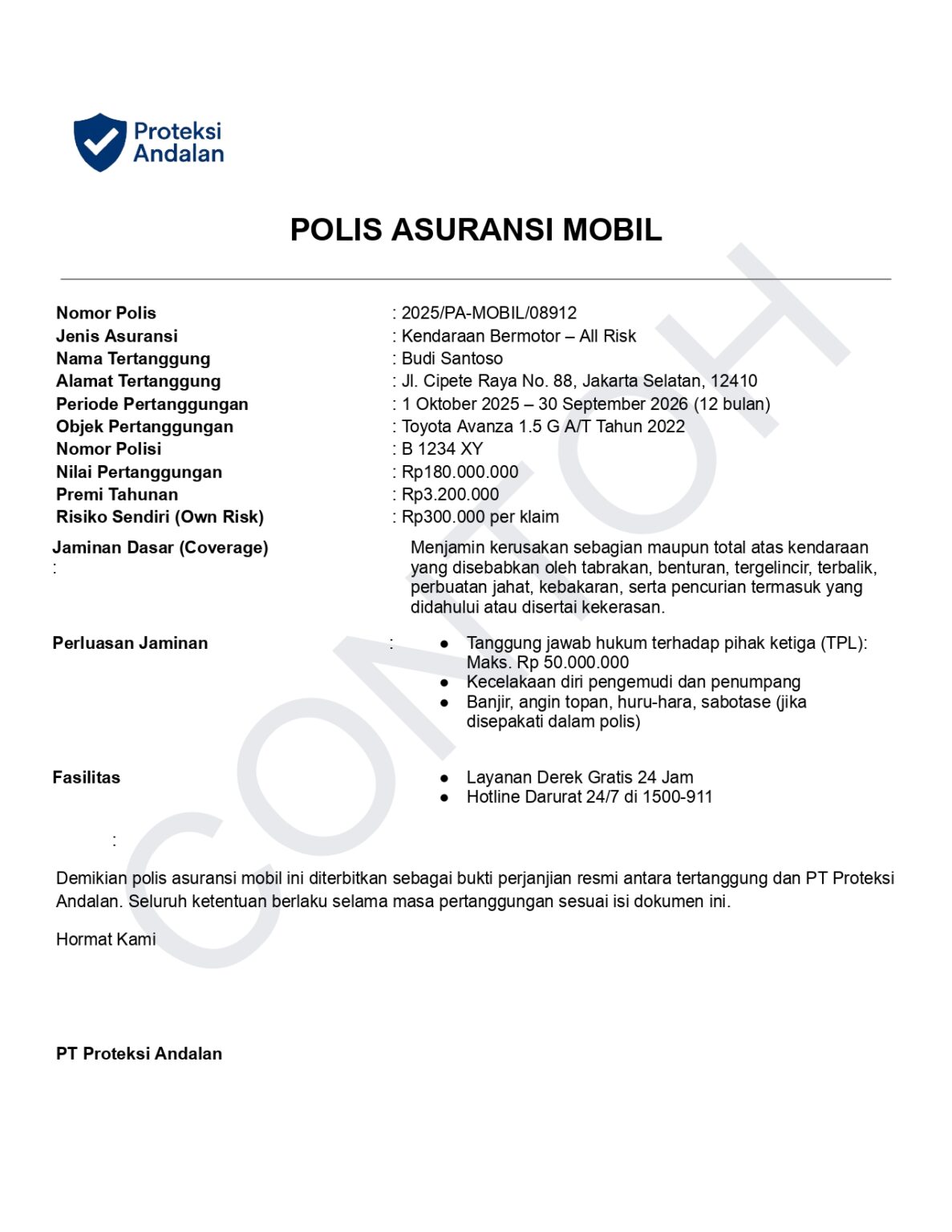 Contoh Polis Asuransi Mobil, Fungsi dan Bagian Pentingnya